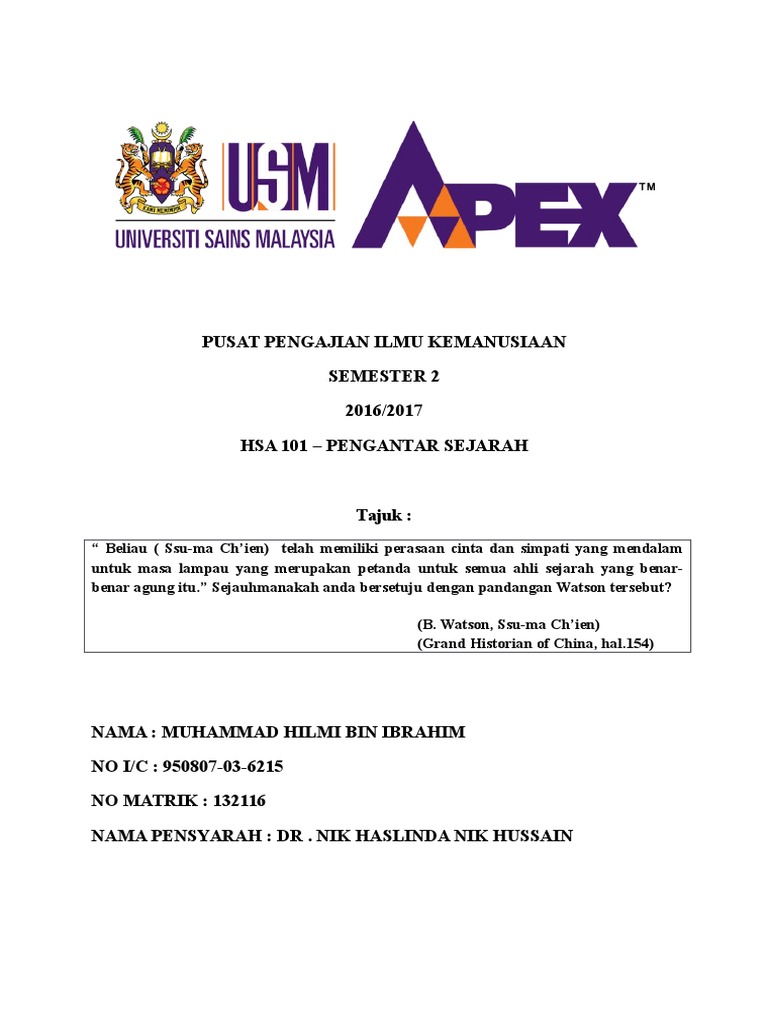 Hsa 101-Pengantar Sejarah (Cover) | PDF