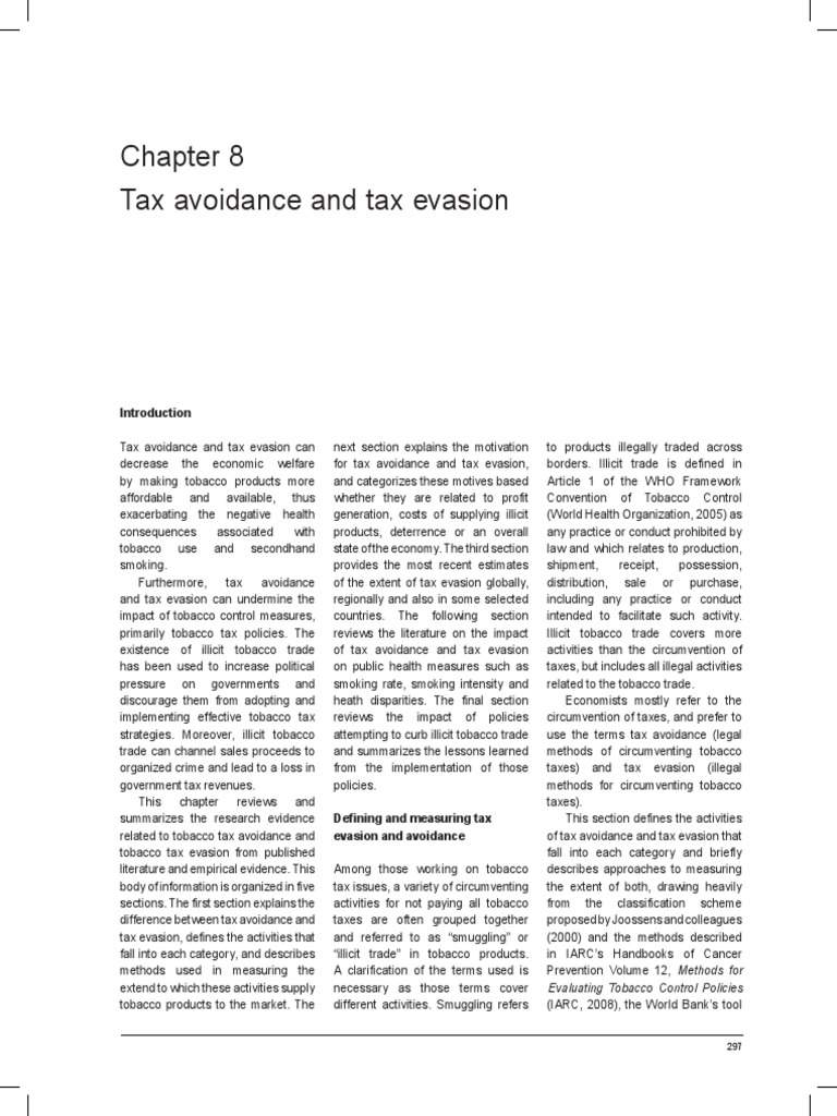 Chapter 8 Tax Avoidance and Tax Evasion: Evaluating Tobacco Control ...