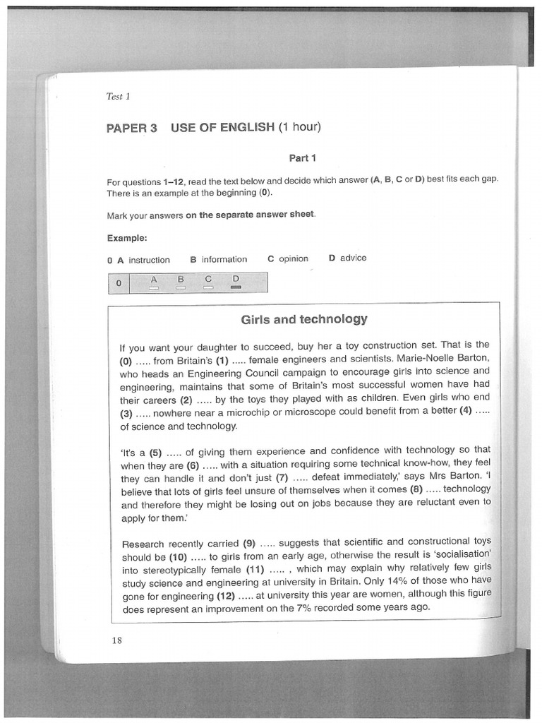 CAE Use of English TEST 1 | PDF