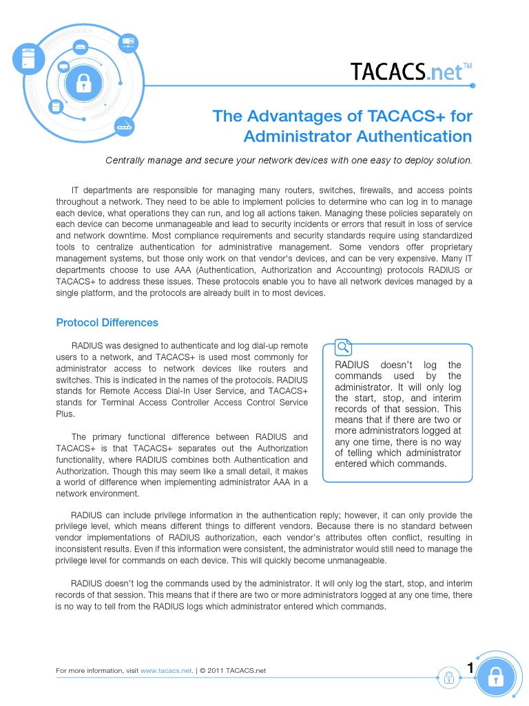 TACACS Advantages | Download Free PDF | Radius | Active Directory