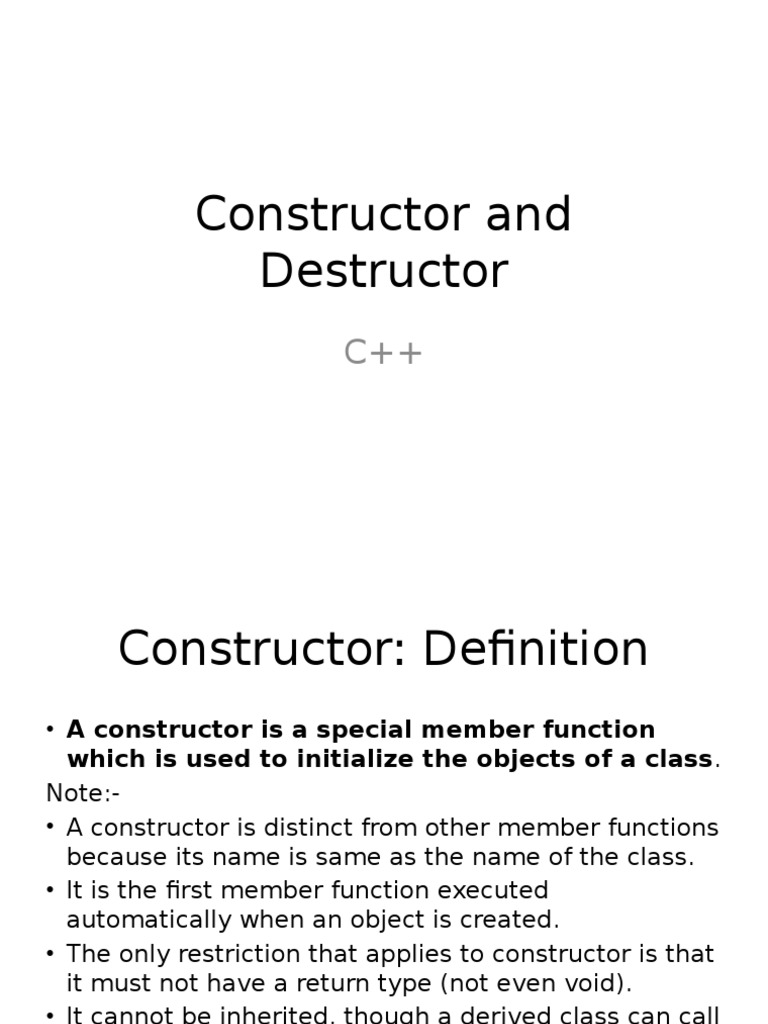 Constructor And Destructor Pdf Constructor Object Oriented Programming Programming
