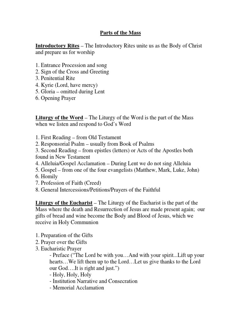Parts of The Mass | PDF