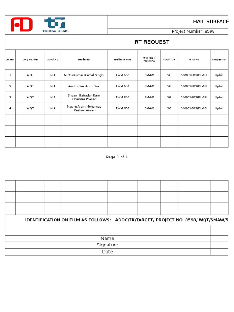 RT Request 006 | PDF | Pipe (Fluid Conveyance) | Joining
