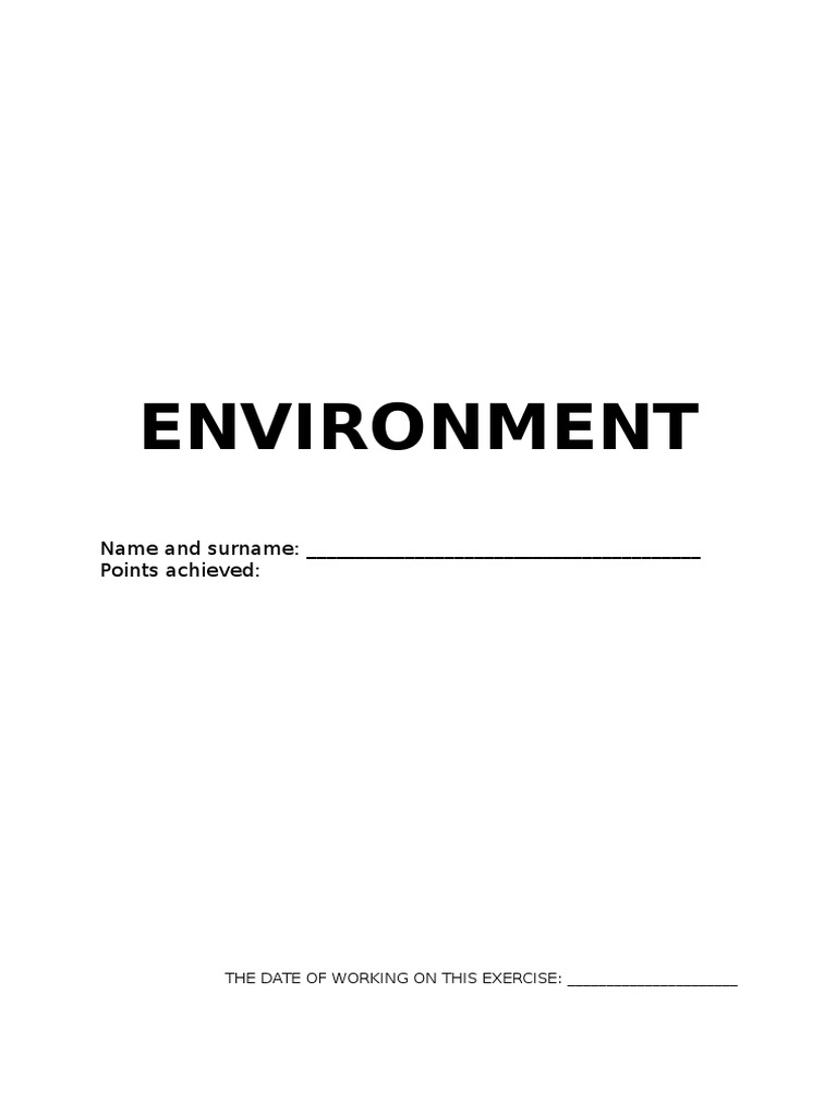 Environment: Name and Surname: - Points Achieved | PDF | Endangered ...