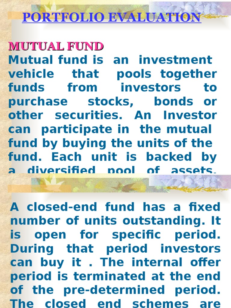Portfolio Evaluation Mutual Fund Pdf Mutual Funds Beta Finance