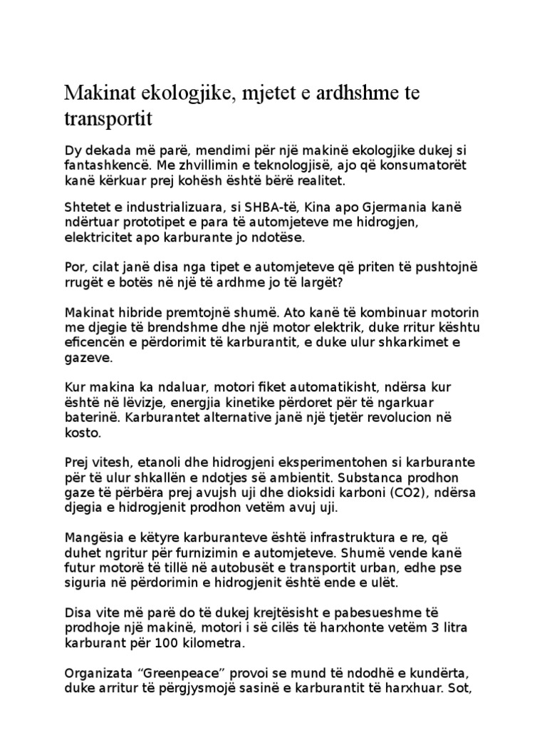 Makinat Ekologjike | PDF