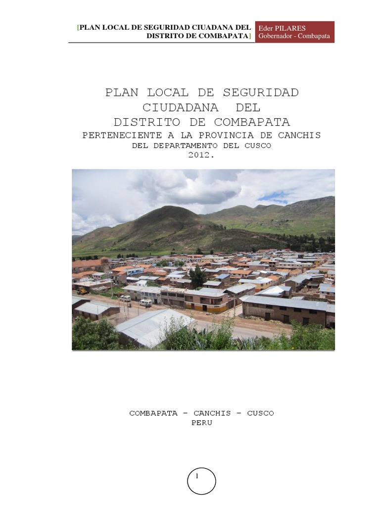 Plan de Seguridad Ciudadana Del Distrito de Combapata - Canchis - Peru | PDF | Policía | Perú