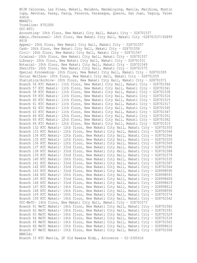 RTC Directory | PDF | Southeast Asia | Philippines