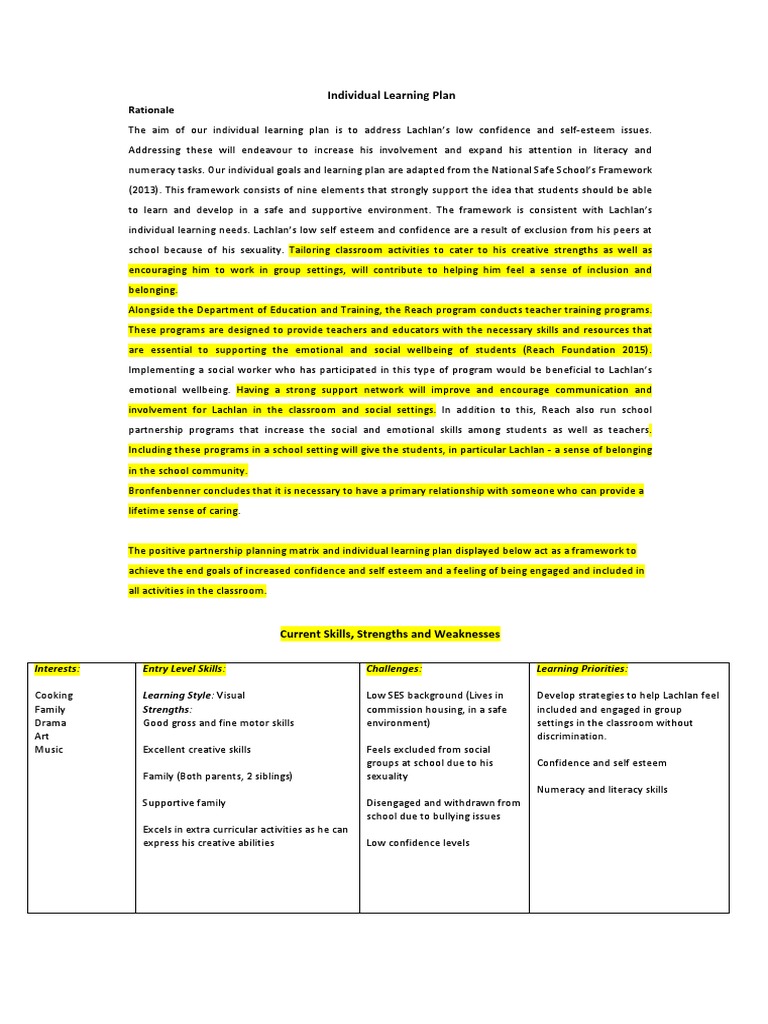 Positive Planning Matrix Standard 1 | PDF | Teachers | Inclusion ...