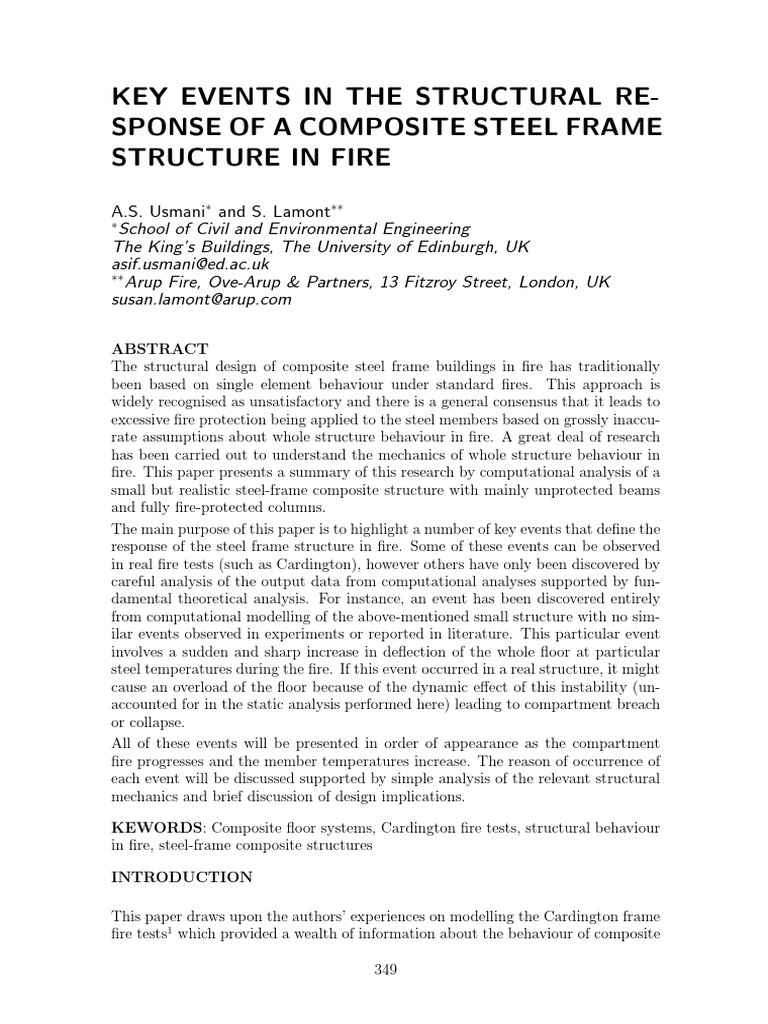 Structural Response of A Composite Steel Frame Structure | PDF ...