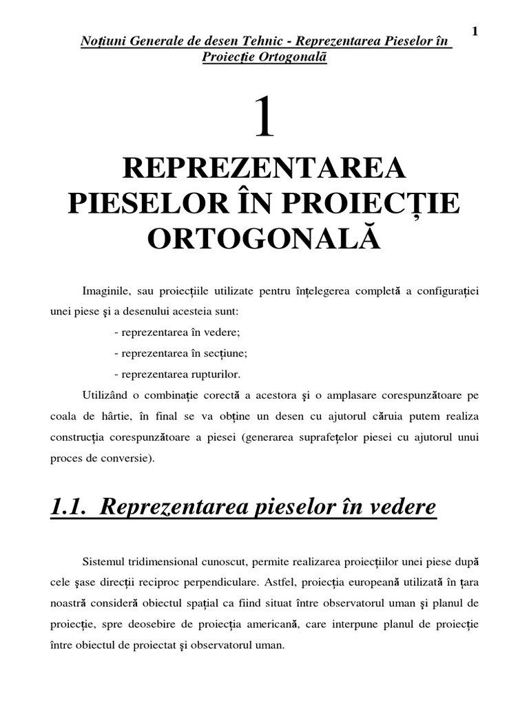 Reprezentarea Pieselor in Proiectie Ortogonala PDF | PDF