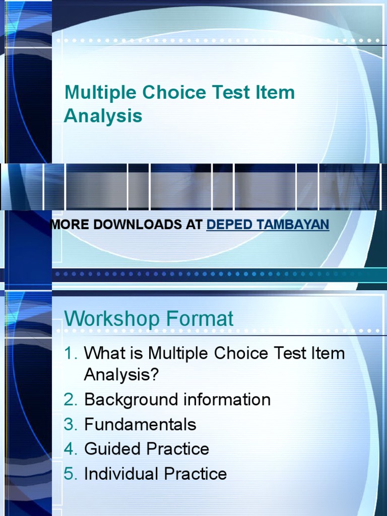 Multiple Choice Item Analysis Guide | PDF | Test (Assessment ...