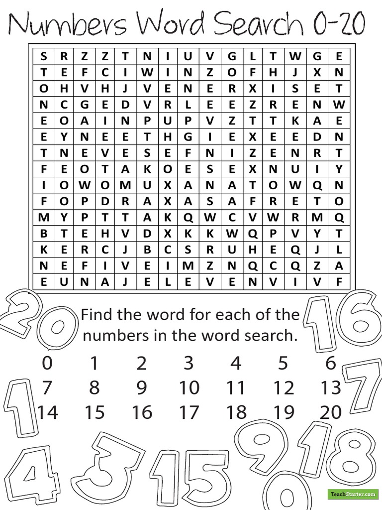 Numbers 1-10 Word Search Puzzle | PDF