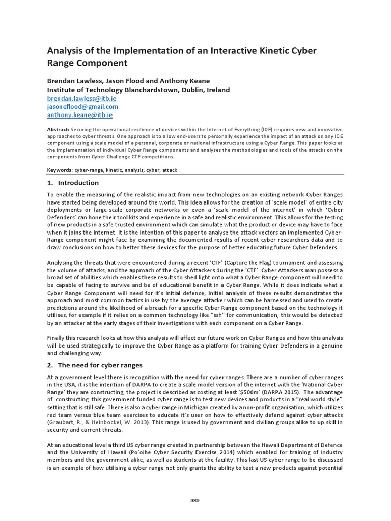 Kinetic Cyber Range Implementation Analysis | PDF | Darpa | Computer ...