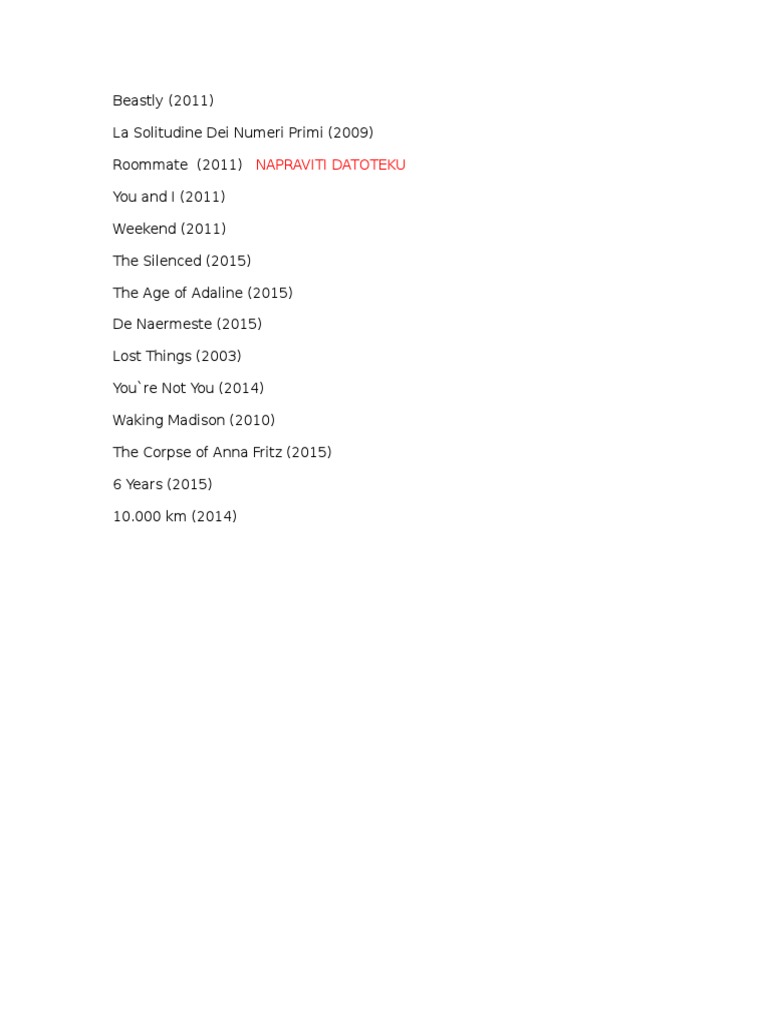 List of Films by Release Year | PDF