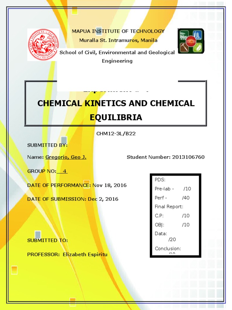 Chemical Kinetics Experiment Report | PDF