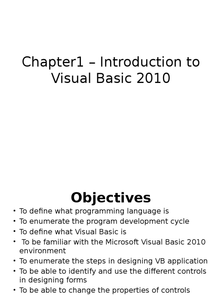Chapter1 - Introduction To Visual Basic 2010 | PDF | Basic | Window (Computing)