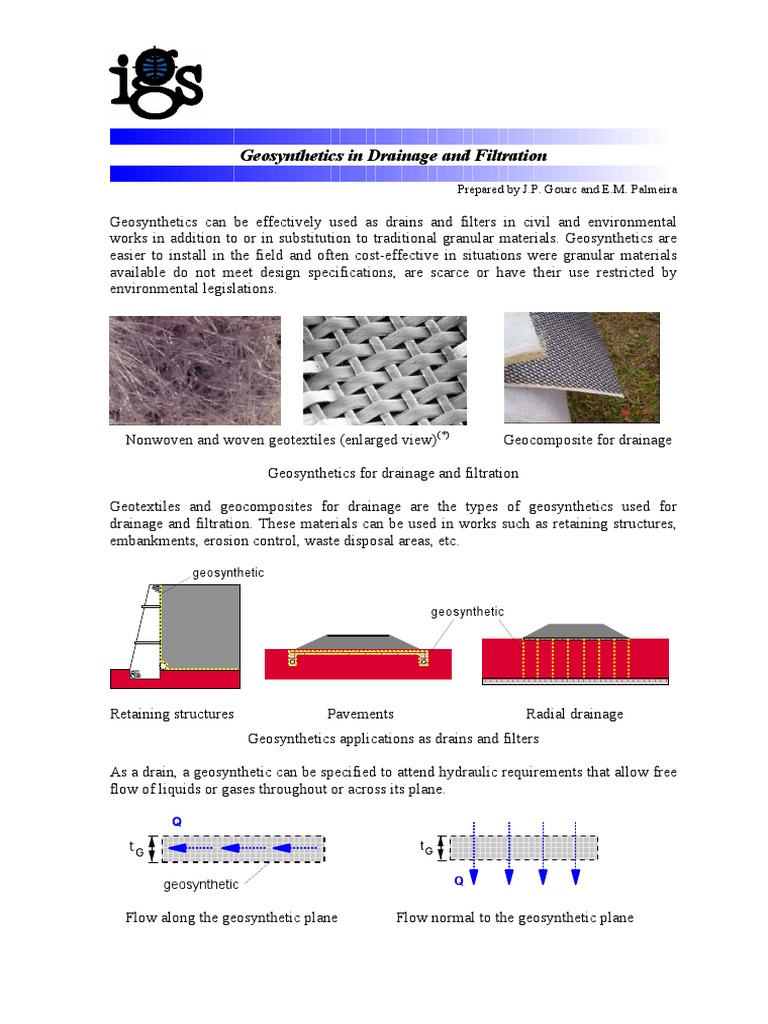 Geosynthetics in Drainage and Filtration PDF | PDF | Drainage | Filtration