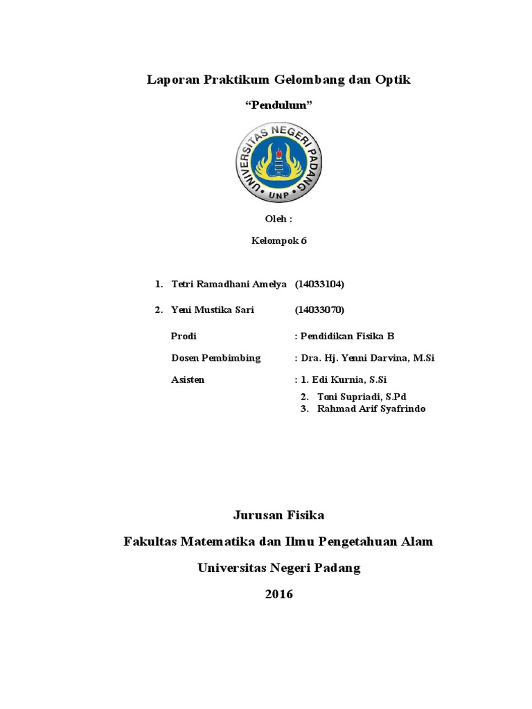 Pendulum - Laporan Praktkum Gelombang Dan Optik | PDF