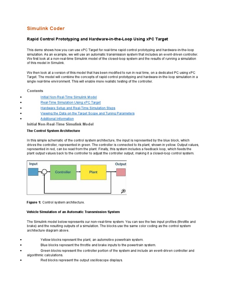 Rapid Control Prototyping and Hardware-In-The-Loop Using XPC Target | PDF | Real Time Computing ...