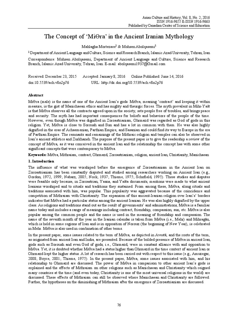 The Concept of Mithra | PDF | Zoroastrianism | Iran