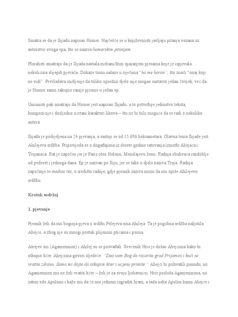 Ilijada, Homer | PDF
