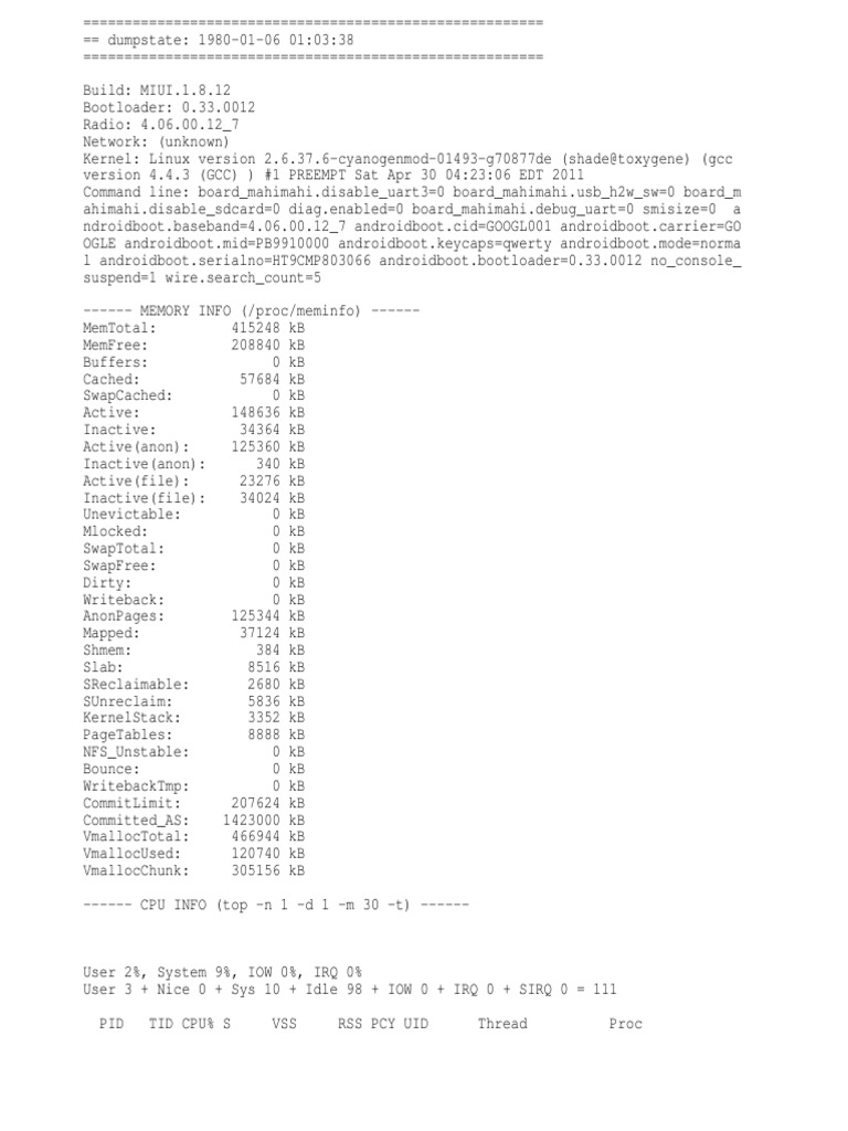 Bugreport Deadlock | PDF | Android (Operating System) | Areas Of Computer Science
