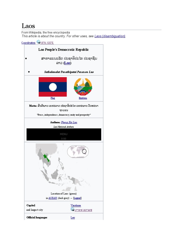 Lao People's Democratic Republic: This Article Is About The Country ...