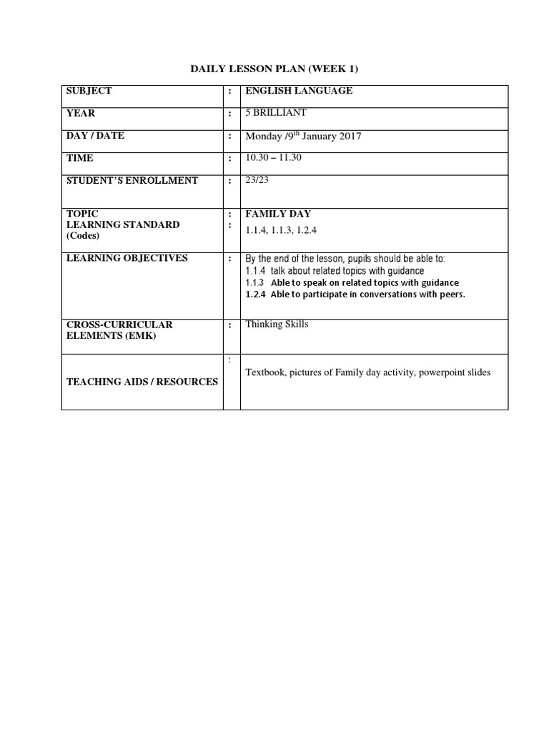 Lesson Plan Week 1 - Week 10 | PDF | Lesson Plan | Educational Assessment