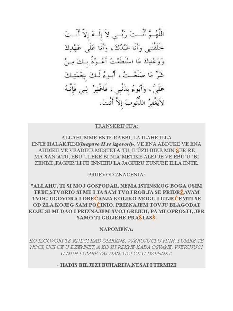 Allahumme Ente Rabbi | PDF