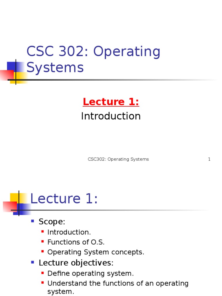 CSC302: Operating Systems 1 | PDF | Process (Computing) | Operating System