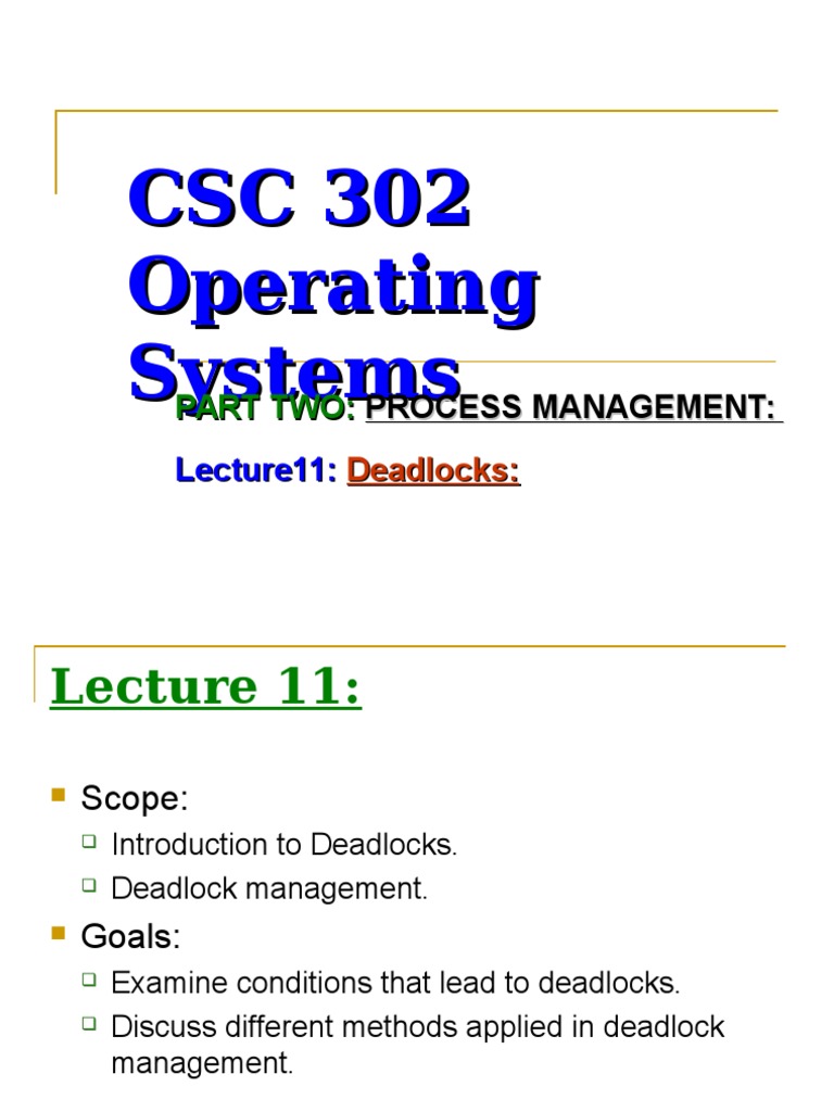 Lecture11 Deadlocks | PDF | Process (Computing) | Operating System Lecture11 Deadlocks | PDF | Process (Computing) | Operating System