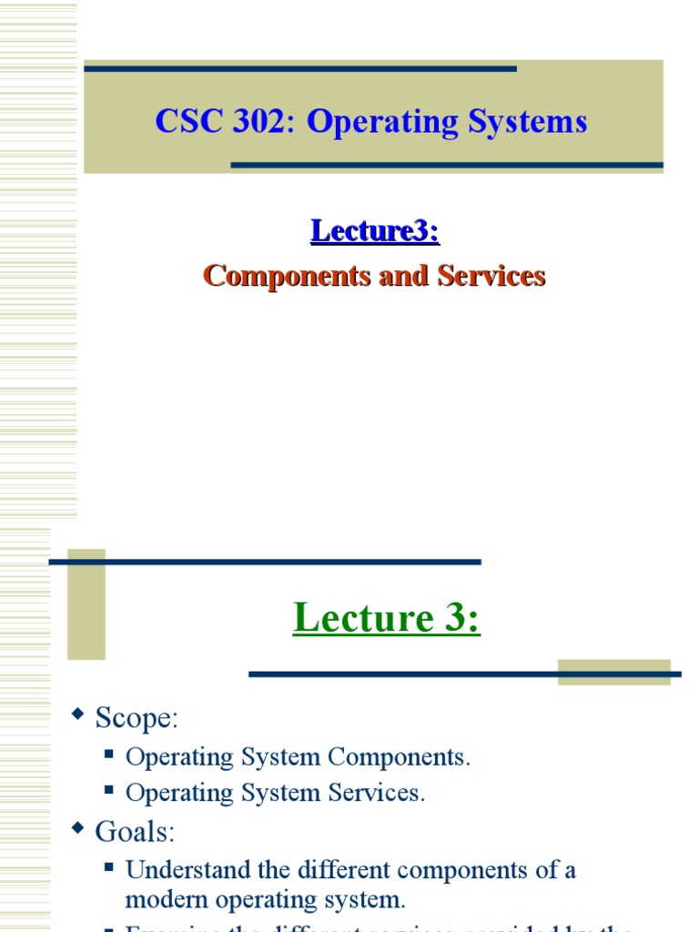 Lecture3 Components and Services | Download Free PDF | Operating System | Computer Data Storage