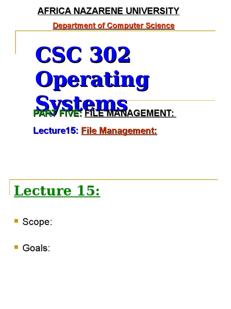 Lecture15 File Management | PDF | Computer File | File System