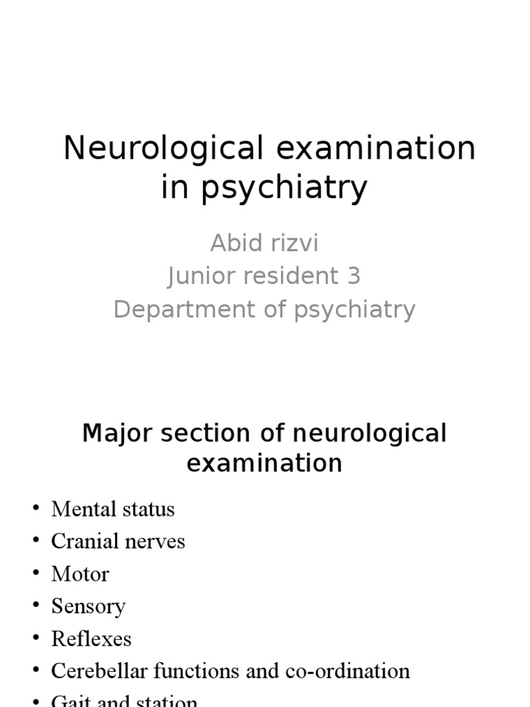 Neurological Exams for Psychiatrists | PDF | Aphasia | Anatomical Terms ...