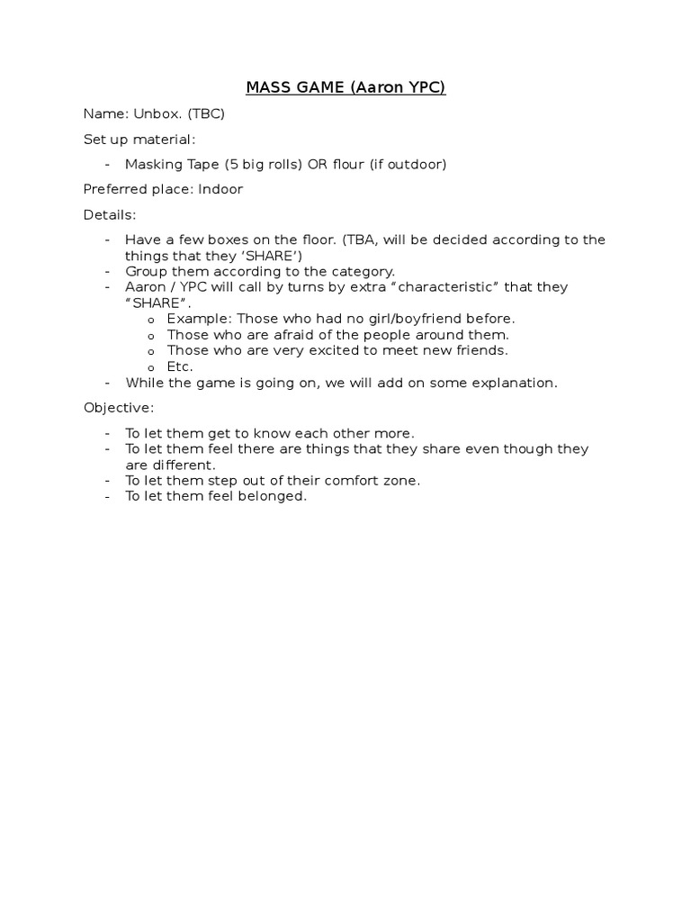 Mass Game Example | PDF