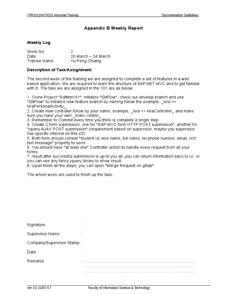 Appendix B Weekly Report | PDF