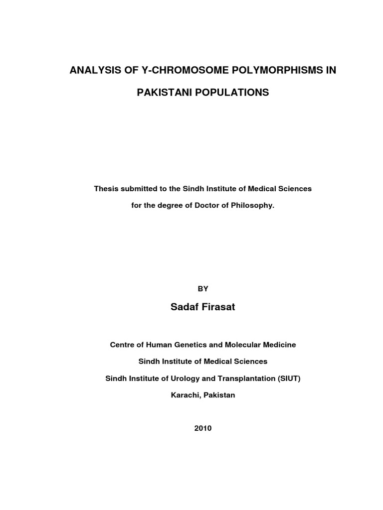 Analysis of Y-Chromosome Polymorphisms in Pakistani Populations | PDF ...