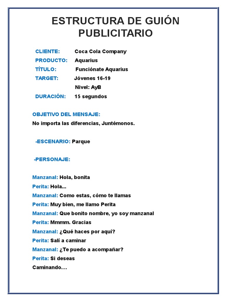 Estructura de Guión Publicitario | PDF | Business | Marketing