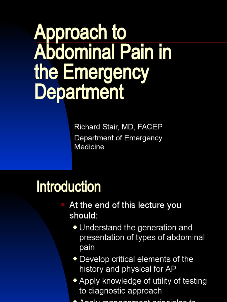 Approach To Abdominal Pain in The Emergency Department | PDF | Clinical ...