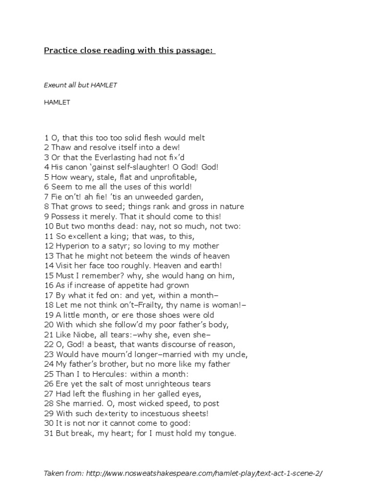 Soliloquy Handout Pdf Religion And Belief