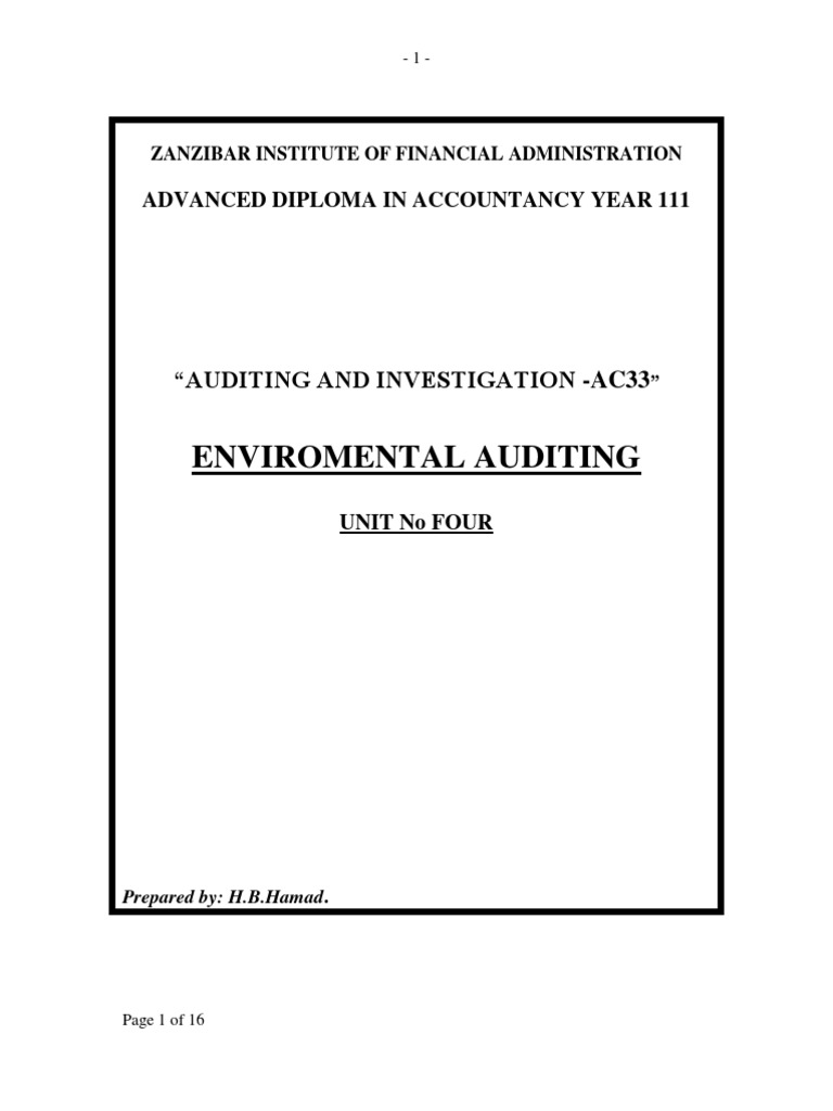 Environmental Auditing Overview | PDF | Regulatory Compliance ...