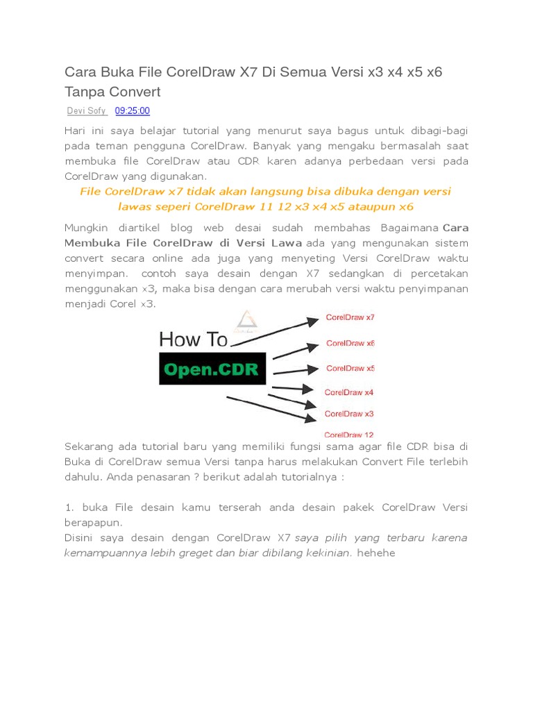 Cara Buka File CorelDraw X7 Di Semua Versi x3 x4 x5 x6 Tanpa Convert | PDF