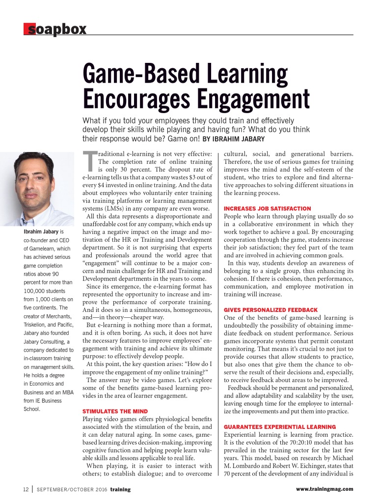 Game Based Learning | PDF | Educational Technology | Learning