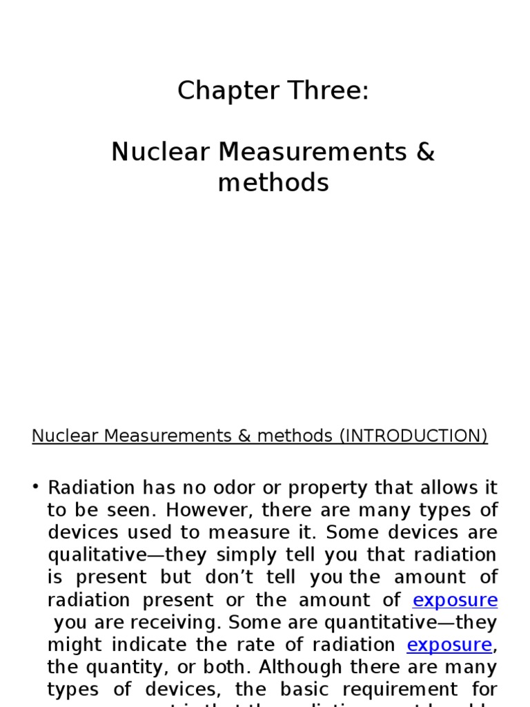 Chapter Three: Nuclear Measurements & Methods | PDF | Radioactive Decay ...