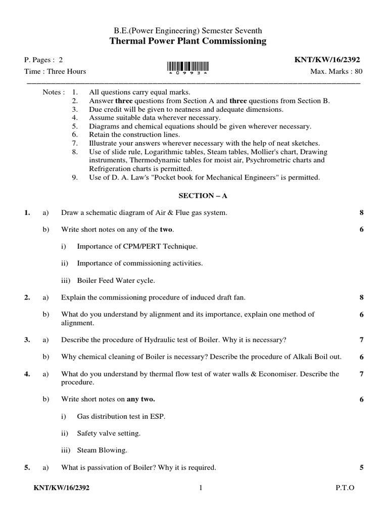 Thermal Power Plant Commissioning: B.E. (Power Engineering) Semester ...