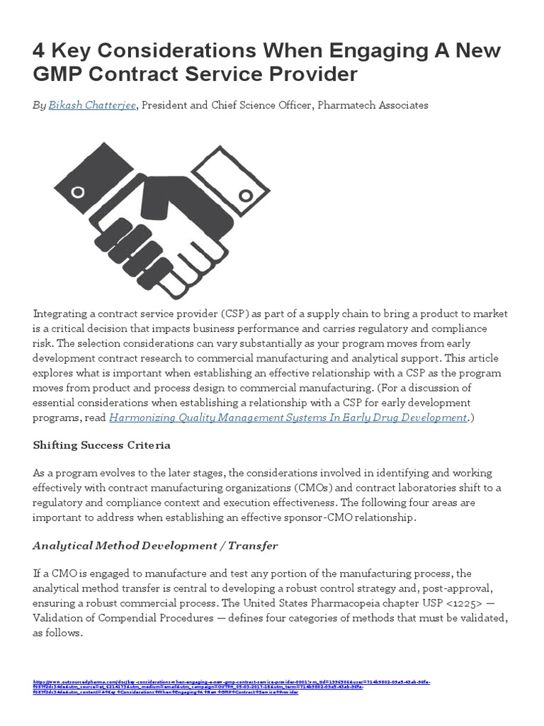 4 Key Considerations When Engaging A New GMP Contract Service Provider ...