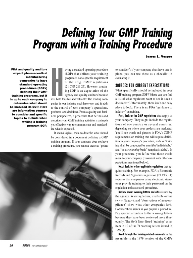 Defining Your Gmp Training Program Download Free Pdf Quality