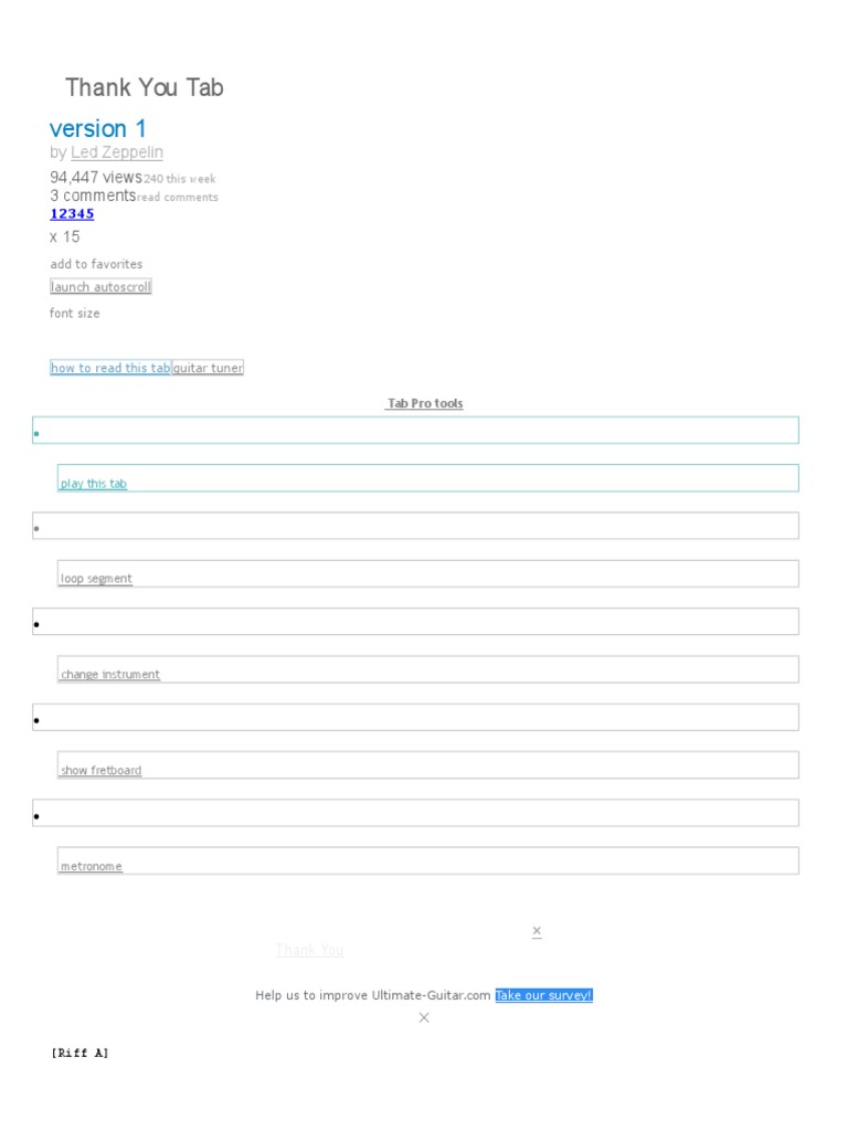 Thank You Tab: 94,447 Views 3 Comments x15 | PDF | Chordophones ...