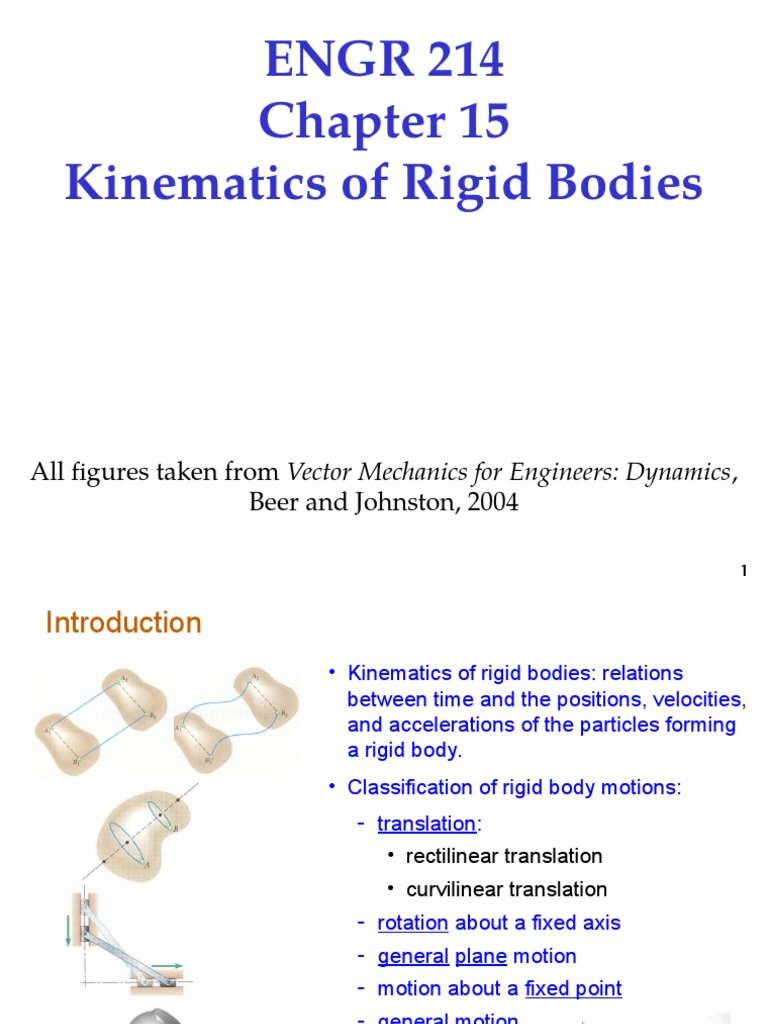 ENGR 214 Kinematics of Rigid Bodies | PDF | Rotation Around A Fixed Axis | Kinematics